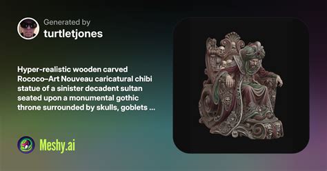 Hyper Realistic Wooden Carved Rococo Art Nouveau Caricatural Chibi
