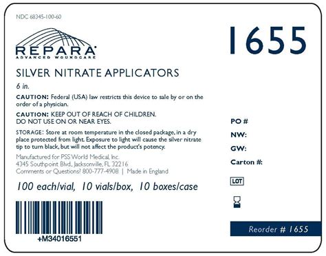 Repara Silver Nitrate Applicators Pss World Medical Inc Fda