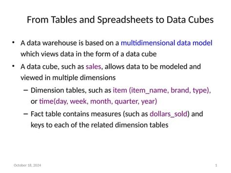 From Tables And Spreadsheets To Data Cubespptx