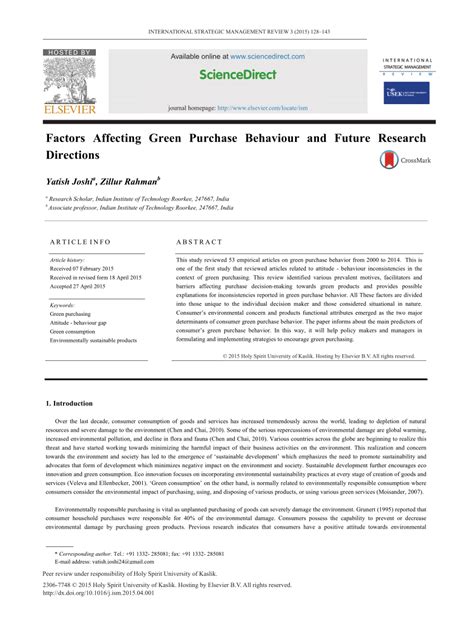 Pdf Factors Affecting Green Purchase Behaviour And Future Research Directions