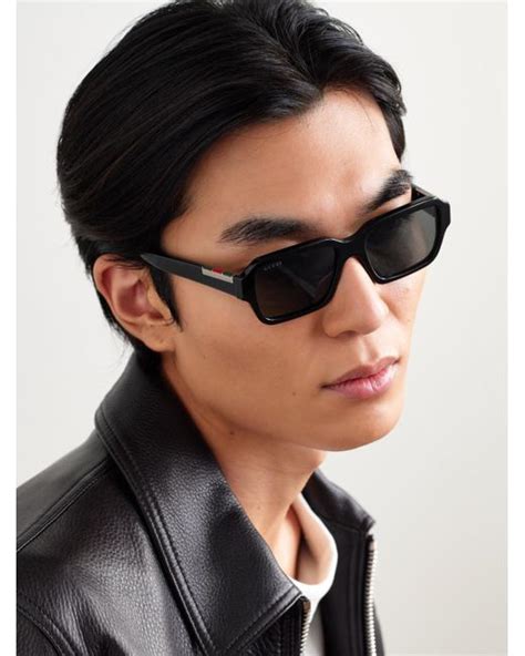Gucci Rectangular Frame Recycled Acetate And Enamelled Tone Sunglasses