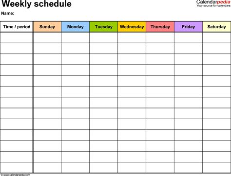 Spreadsheet Calendar Template With Free Weekly Schedule Templates For Excel 18 Templates Db