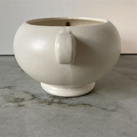 Mccoy Floraline No 452 Handled Jardiniere Planter Usa Matte White