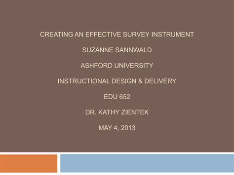 Creating An Effective Survey Instrument Ppt