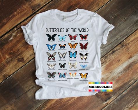 Types Of Butterflies T Shirt Cute Butterfly Cool Entomology Lover T