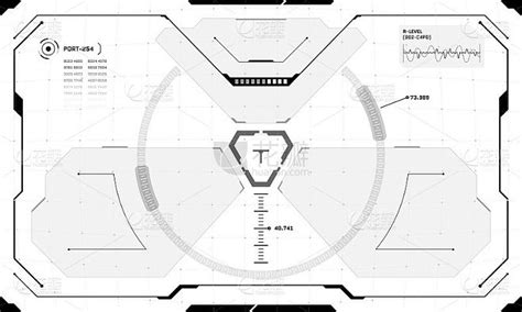 Vr Hud界面赛博朋克屏幕黑白设计。未来科幻虚拟现实视图抬头显示遮阳板。图形用户界面数字技术仪表板
