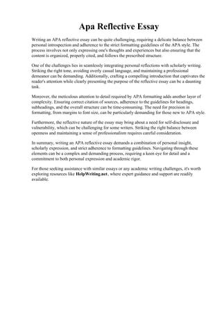 Apa Reflective Essay Pdf
