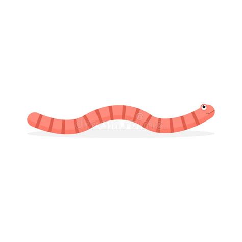 Cute Worm Icon Cartoon Earthworm Vector Illustration Isolated Stock