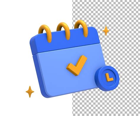 Premium Psd 3d Rendering Of Blue Yellow Calendar Schedule Date And