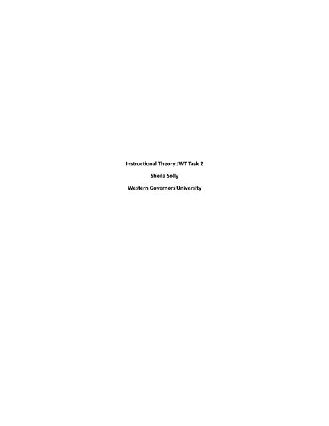 jwt instructional theory task 2 instructional theory jwt task 2