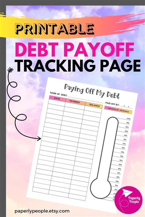 Debt Payoff Tracker Printable Goal Tracker Planner Pages Debt