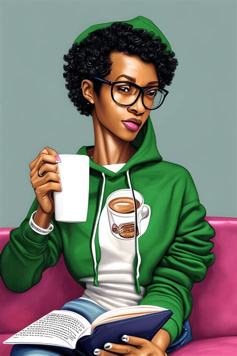 Pretty African American Woman With Short Curly Pixie Cut Wearing