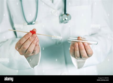 Female Laboratory Specialist Holding Test Tube With Cotton Swab Medical Science Professional