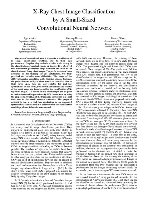 Pdf X Ray Chest Image Classification By A Small Sized Convolutional Neural Network