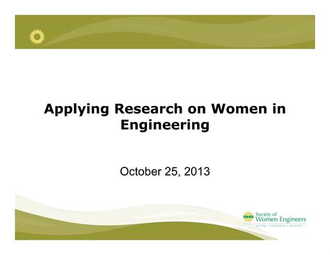 Applying Research On Women In Engineering To Your Workplace PPT