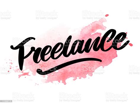 라이프 스타일 디자인을위한 프리랜서 현대 비즈니스 템플릿 레터링 브러쉬 서예 슬로건 문자에 대한 스톡 벡터 아트 및 기타 이미지