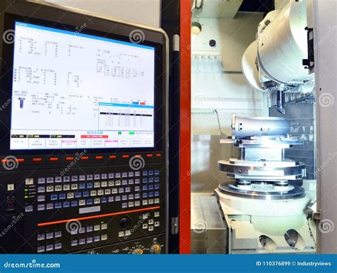 Computer Screen For Controlling A Cnc Machine In Mechanical Engineering Stock Image Image Of