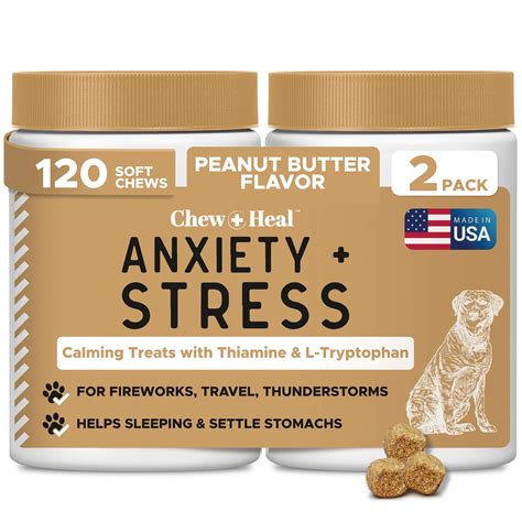 Dog Calming Treats 120 Anxiety Relief Soft Chews For Dogs Peanut