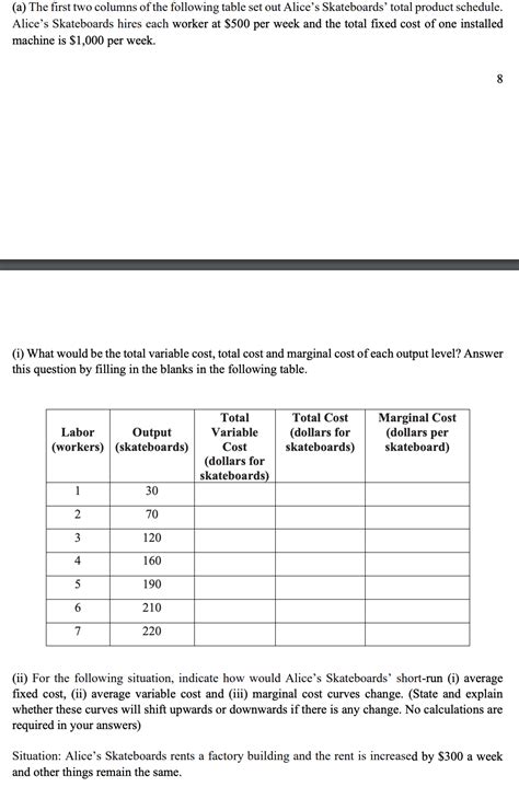 solved a the first two columns of the following table set