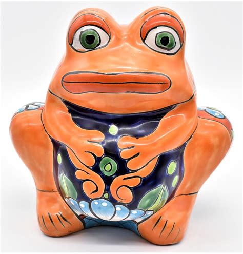 Vintage Mexican Talavera Pottery Frog Planter