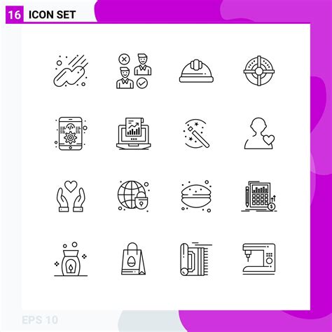 Set Of 16 Commercial Outlines Pack For Development Point Cap Strategy Target Editable Vector