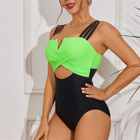 Poropl Swim Suits For Women 2025 One Piece Cutout Color Block Swim