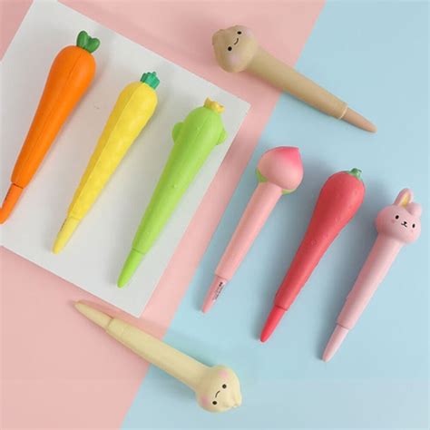 스퀴시 볼펜 6종 토끼 당근 파인애플 만두 선인장 복숭아 펜 감도 깊은 취향 셀렉트샵 29cm