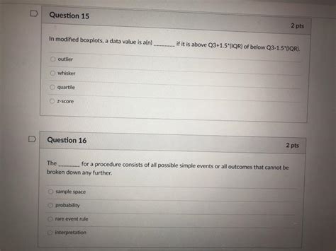 Solved Question Pts In Modified Boxplots A Data Value Chegg