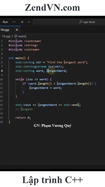 Học C 74 Tìm Ra Từ Dài Nhất Chuỗi Laptrinh Hoclaptrinh