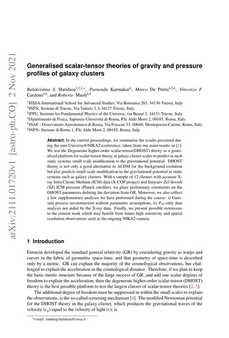 Pdf Generalised Scalar Tensor Theories Of Gravity And Pressure