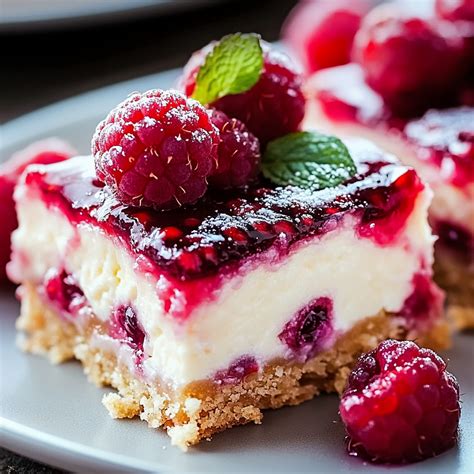 Decadent Heavenly Raspberry Cheesecake Bars