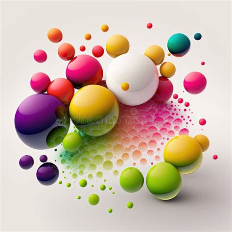 Abstract Composition Of Colorful Spheres On White Background Generative Ai Stock Illustration