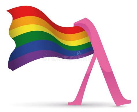 Pink Lambda Symbol And Rainbow Flag Waving On White Background Vector