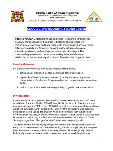 Module 2 V2 Understanding Sex And Gender Docx 1 Pdf Sexual