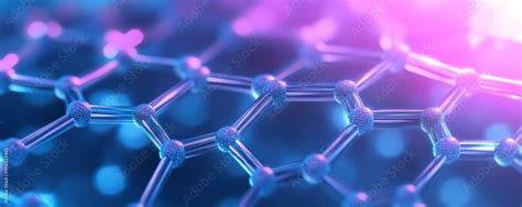 Blue Hued Hexagonal Carbon Atom Lattice Structure Rendered In An Abstract Graphene Form For