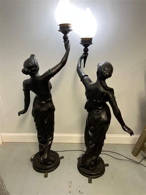 Pair Of Bronze Woman Torcheres For Sale At 1stdibs