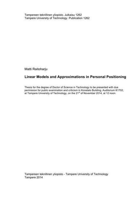 Pdf Linear Models And Approximations In Personal Positioning