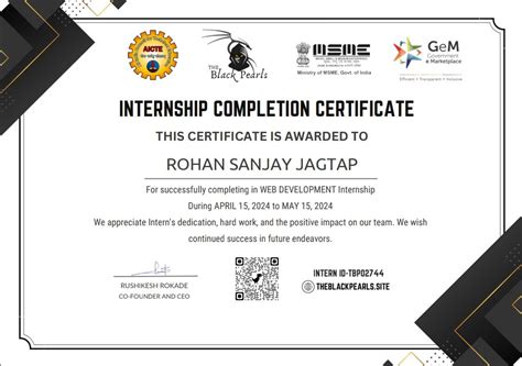 Rohan Jagtap On Linkedin Internship Webdevelopment Theblackpearls Cloudcomputing
