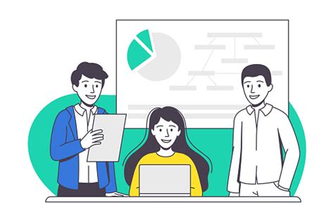 인터넷 플랫폼을 통해 이야기하는 남성과 여성과의 온라인 회의 개요 벡터 일러스트 레이 션 Brand Name Online Messaging Platform에 대한 스톡 벡터