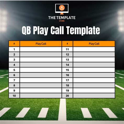 QB Wristband Play Call Template 20 Plays Where Coaches Collab
