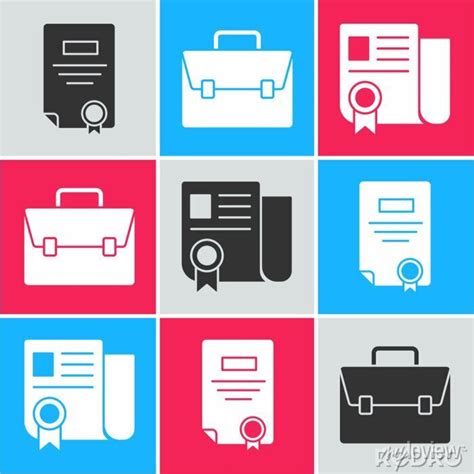 Set Certificate Template Briefcase And Certificate Template Posters For The Wall • Posters