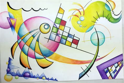 Wassily Kandinsky Non Objective Color Pencil And Watercolor Pencil