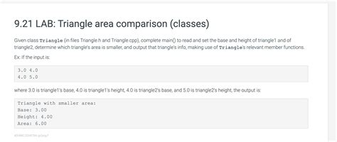 Solved LAB Triangle Area Comparison Classes Given Chegg