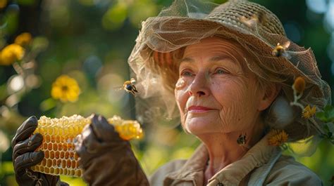 Free Beekeeper Holding Honeycomb Image Beekeeper Honeycomb Elderly