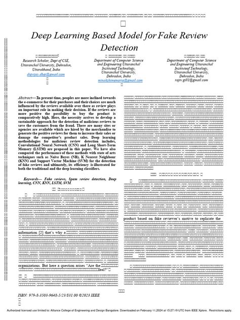 Deep Learning Based Model For Fake Review Detection Pdf Machine Learning Deep Learning