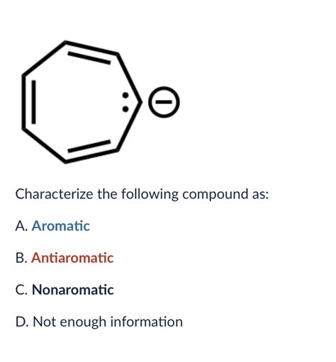 Solved Characterize The Following Compound Asa ﻿aromaticb