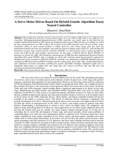Pdf A Servo Motor Drives Based On Hybrid Genetic Algorithm Fuzzy