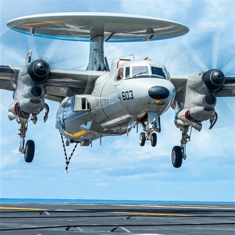 Grumman E 2d Hawkeye Touching Down On Uss Ronald Reagan Philippine Sea