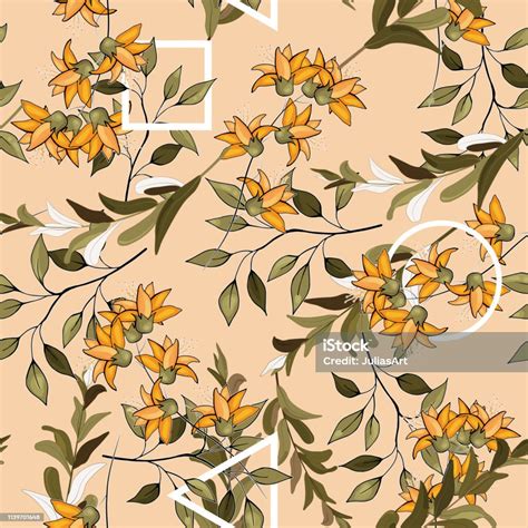 빈티지 배경입니다 손으로 그린 벡터 일러스트입니다 트렌디한 꽃무늬 프린트 고립 된 완벽 한 패턴입니다 0명에 대한 스톡 벡터