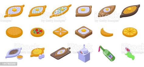 카차푸리 아이콘은 아이소메트릭 벡터를 설정합니다 파이 베이커리 0명에 대한 스톡 벡터 아트 및 기타 이미지 0명 3차원 형태 그루지야 Istock